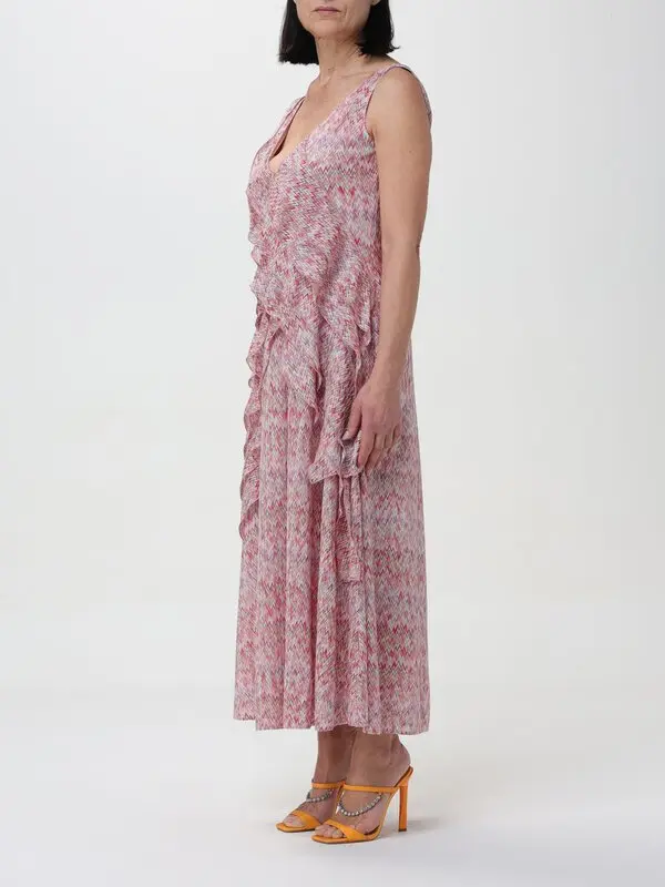 Missoni Zigzag-woven V-neck Midi Dress With Lotus Leaf Details