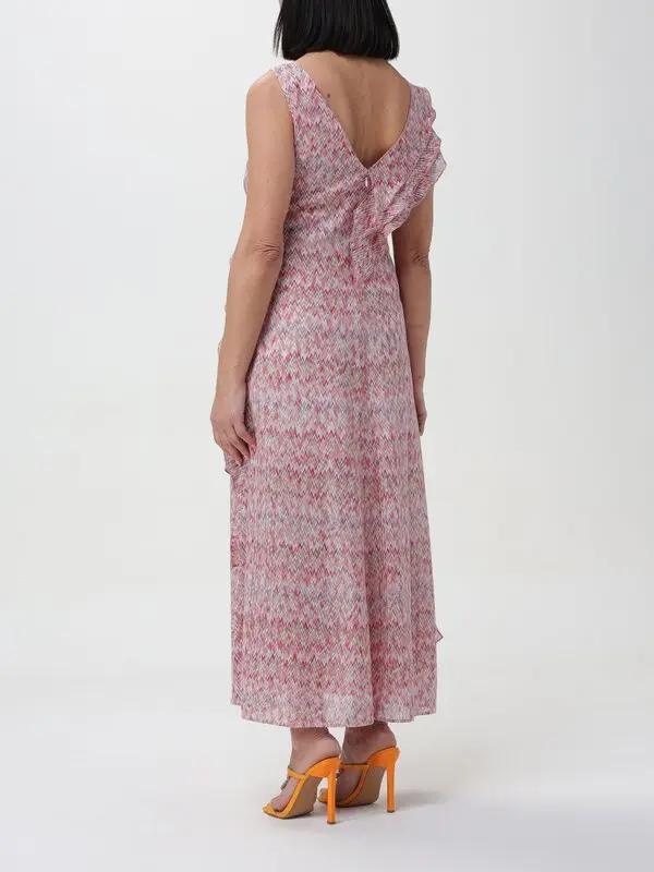 Missoni Zigzag-woven V-neck Midi Dress With Lotus Leaf Details