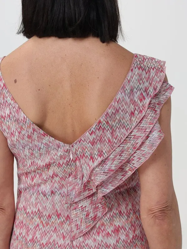 Missoni Zigzag-woven V-neck Midi Dress With Lotus Leaf Details