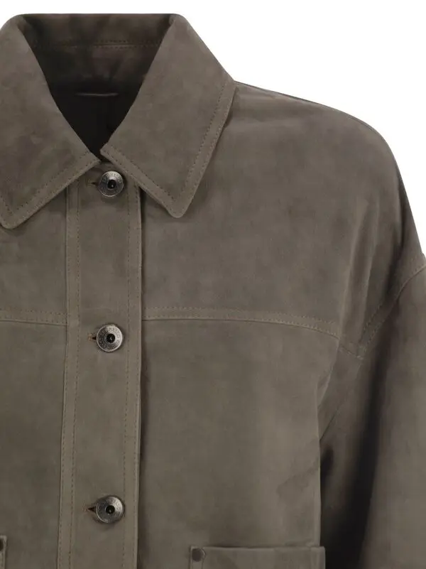 Brunello Cucinelli Couture Leather Shirt Jacket
