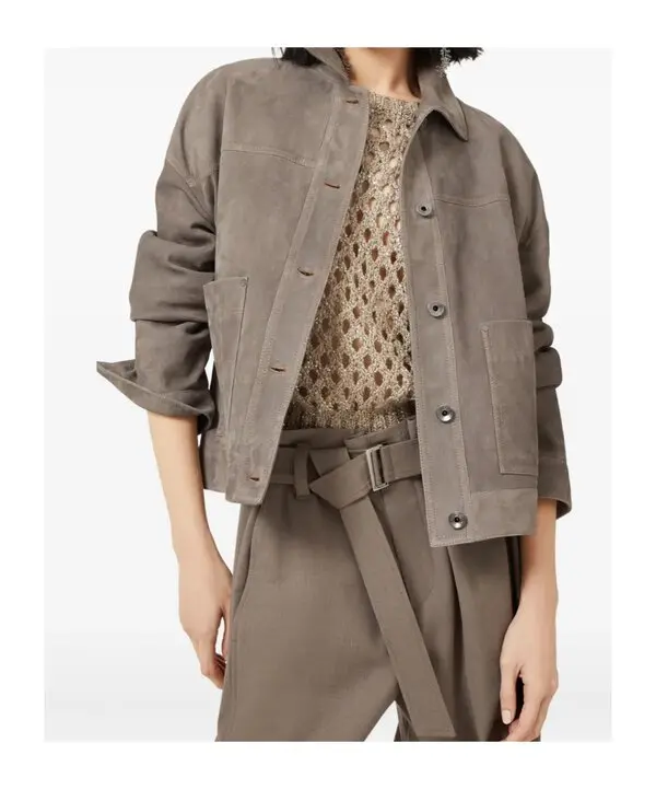 Brunello Cucinelli Leather Shirt Jacket