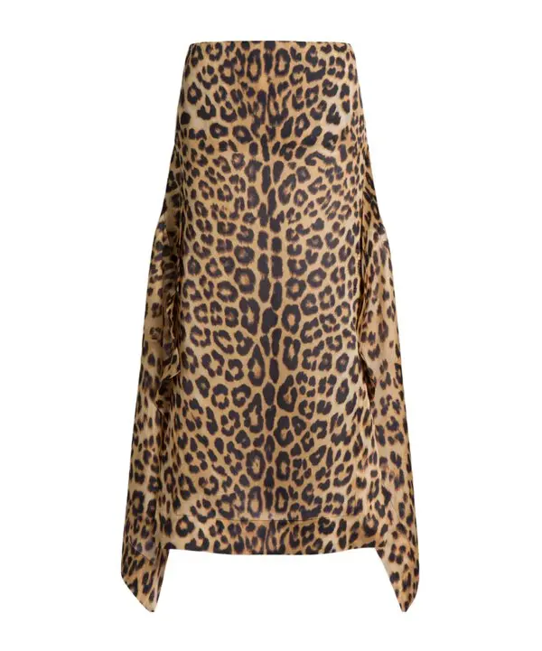 Alberta Ferretti Silk Long Skirt With Leopard Print
