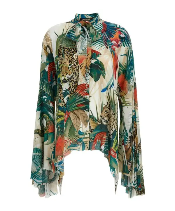 Roberto Cavalli Jungle Print Viscose Blouse