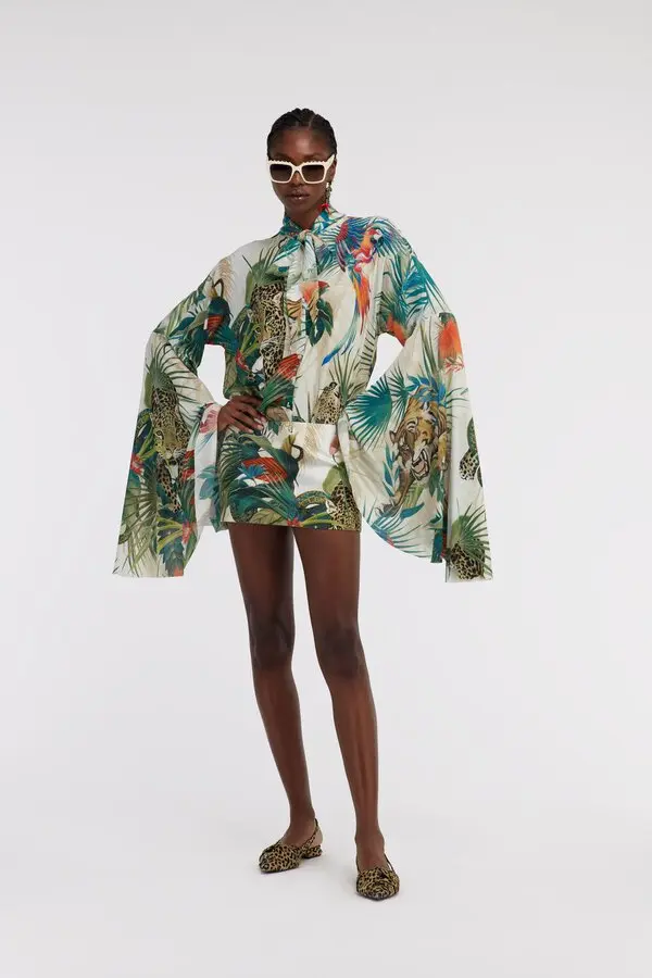 Roberto Cavalli Jungle Print Viscose Blouse