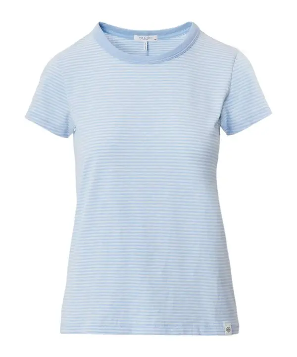Rag & Bone Striped Crewneck T-shirt - Light Blue Multi-color