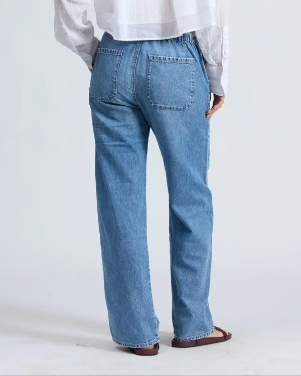 Rag & Bone Double Striped Wide Leg Jeans - Blue