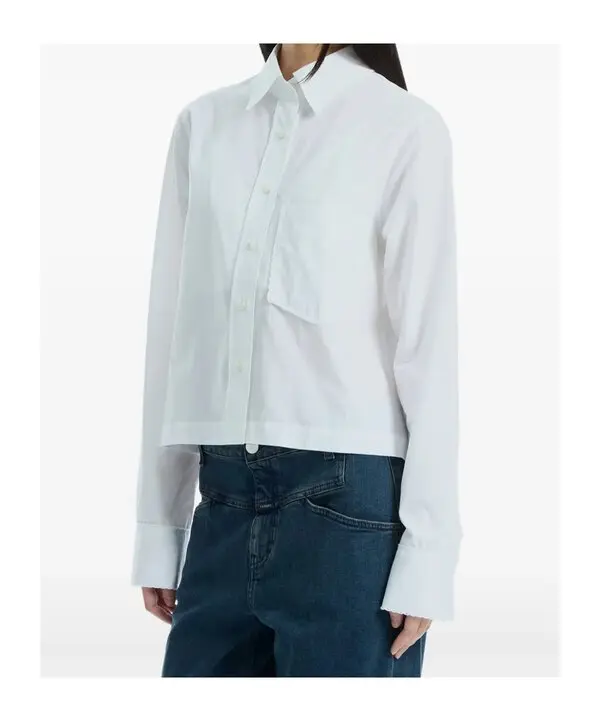 Closed Lace-trim Chest-pocket Shirt