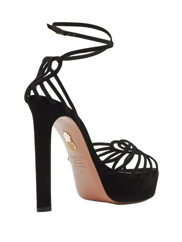AQUAZZURA Sweetheart Platform Sandals With Ankle Strap - Black