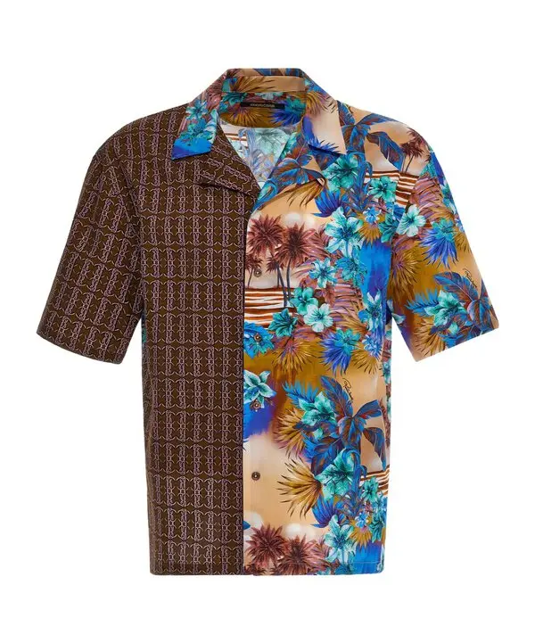 Roberto Cavalli Monogram-print Panelled Shirt