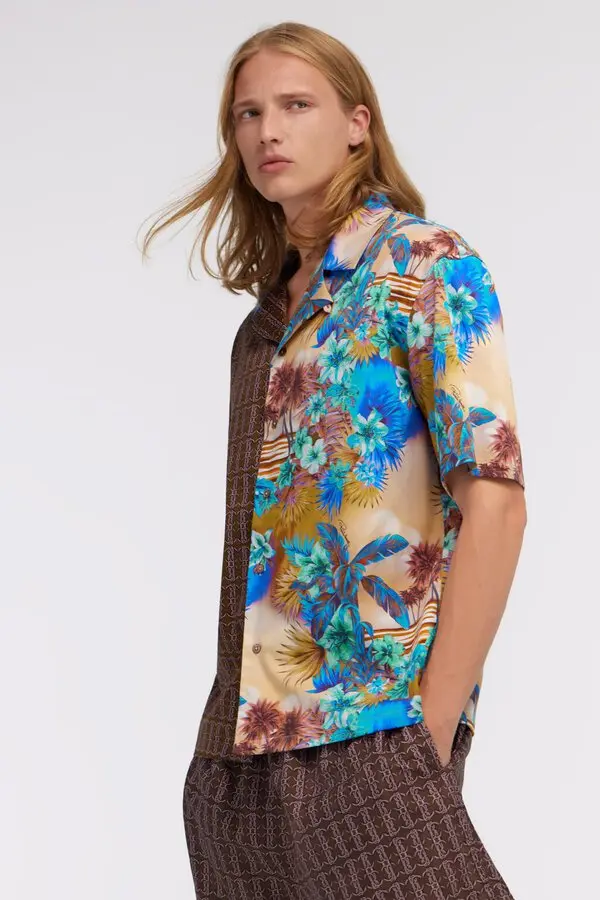 Roberto Cavalli Monogram-print Panelled Shirt