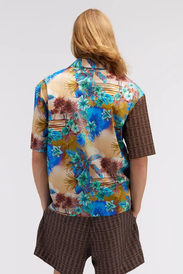 Roberto Cavalli Monogram-print Panelled Shirt