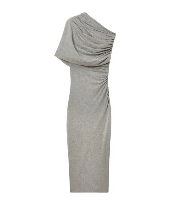Stella McCartney One Shoulder Twisted Wrap Dress - Gray