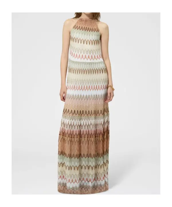 Missoni Zigzag Pattern Halterneck Maxi Dress