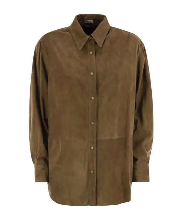 Brunello Cucinelli Bead-embellished Leather Shirt