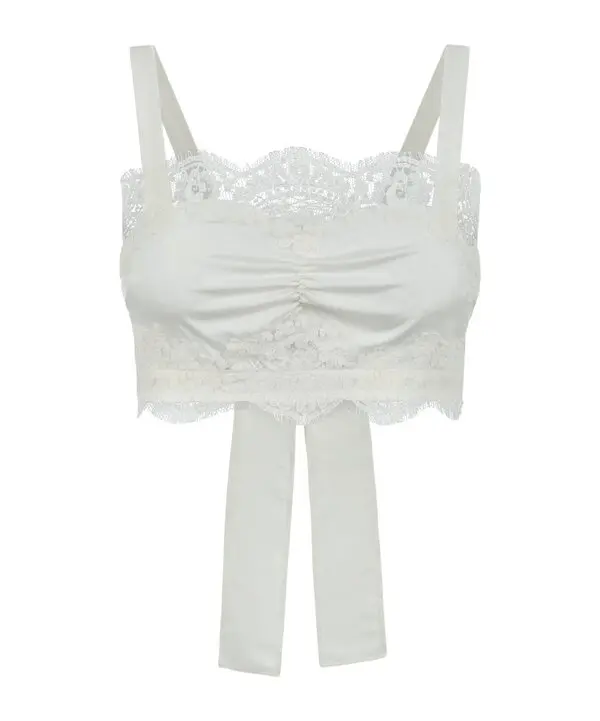 P.a.r.o.s.h Lace-trimmed Cropped Top With Bow Detail