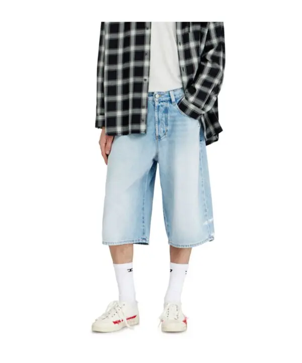 DIESEL® D-enim-m Distressed Denim Shorts