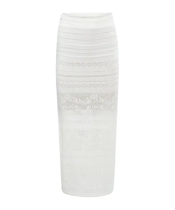 TWINSET Pointelle-knit Pencil Midi Skirt