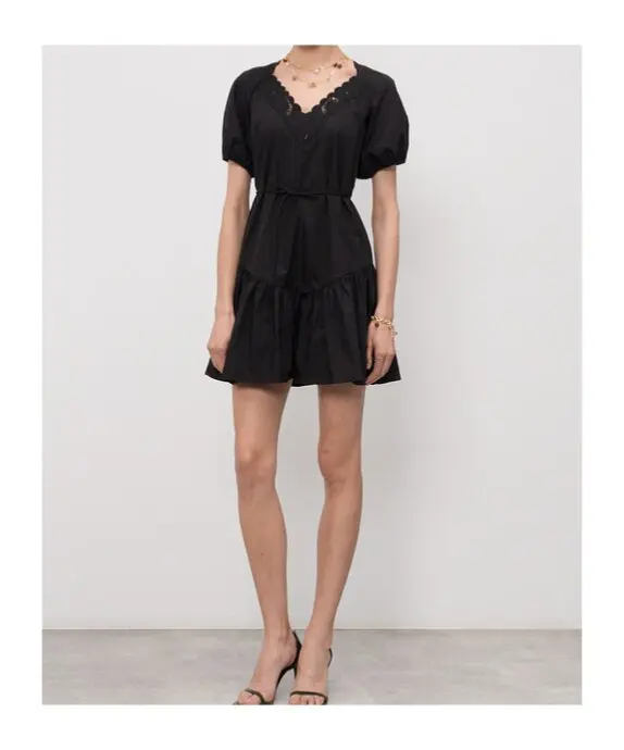 TWINSET Lace-trim Ruffled Mini Dress