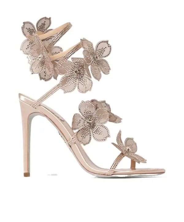 Rene Caovilla Floral Embellished Sandals - Nude