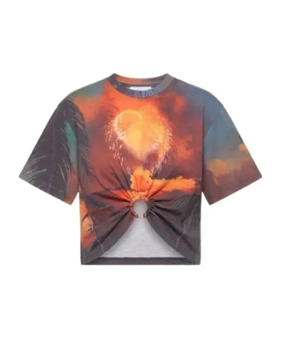 Rabanne Firework-printed Crewneck T-shirt - Orange Color
