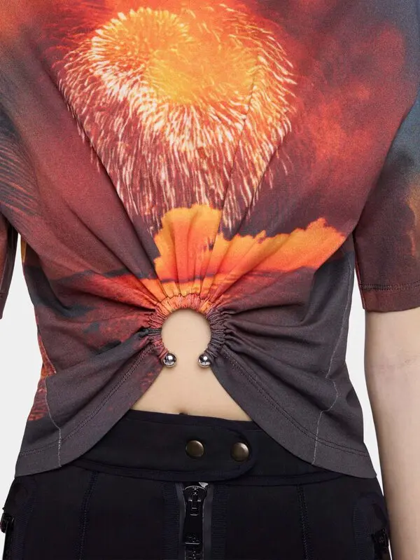 Rabanne Firework-printed Crewneck T-shirt - Orange Color