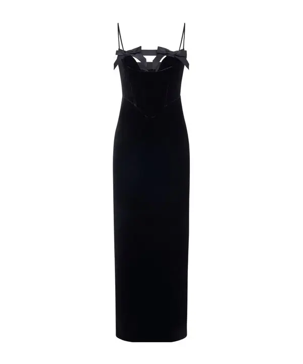 Alessandra Rich Velvet Dress With Bows