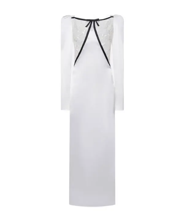 Alessandra Rich Satin Evening Dress - White