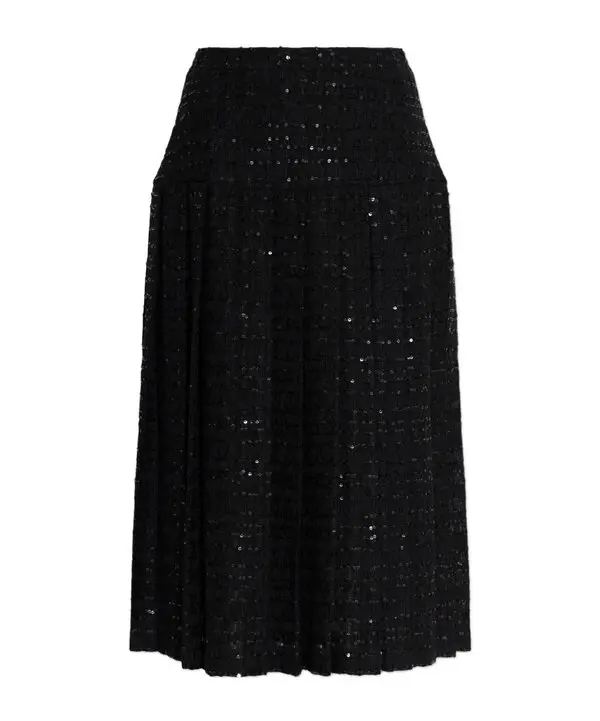 Alessandra Rich Sequin Tweed Pleated Skirt