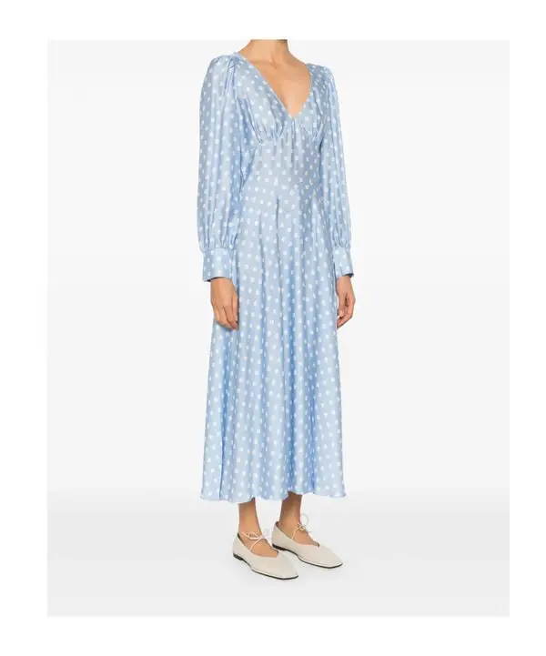 Posse Long-sleeved Polka Dot Midi Dress