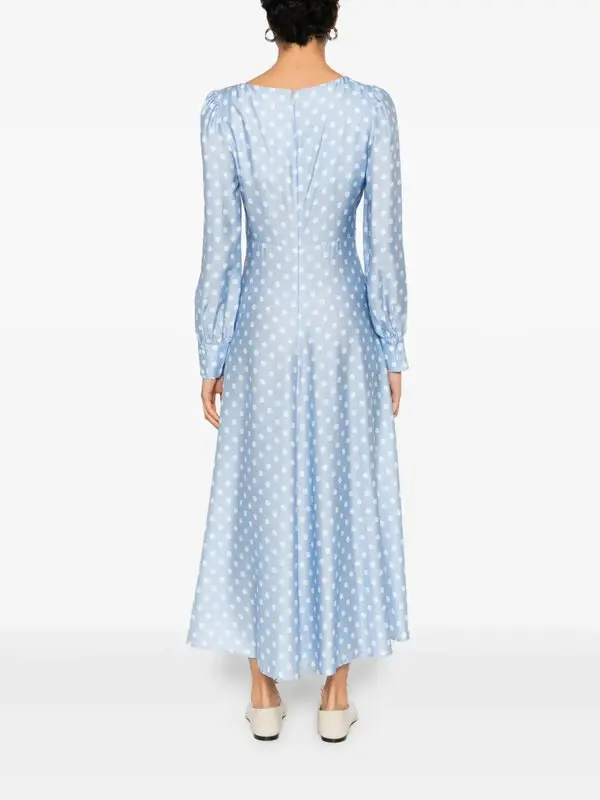 Posse Long-sleeved Polka Dot Midi Dress