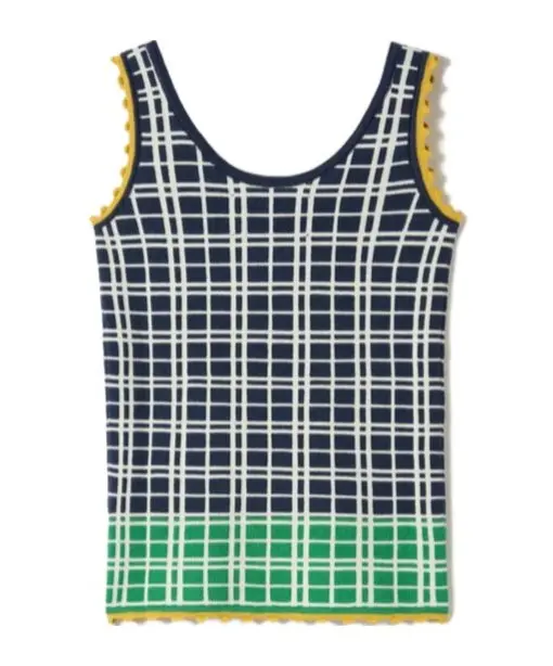 La DoubleJ Check Ribbed Top