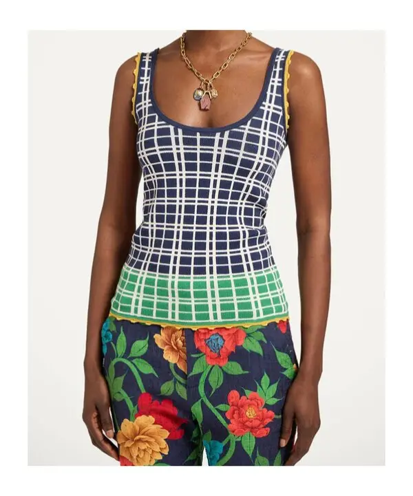 La DoubleJ Check Ribbed Top
