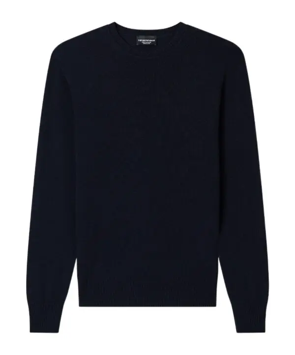 Emporio Armani Plain-knit Pure Cashmere Jumper - Navy Blue
