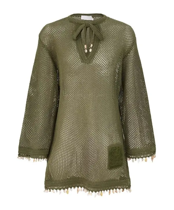 Zimmermann Wanderlust Embellished Tunic - Olive Green