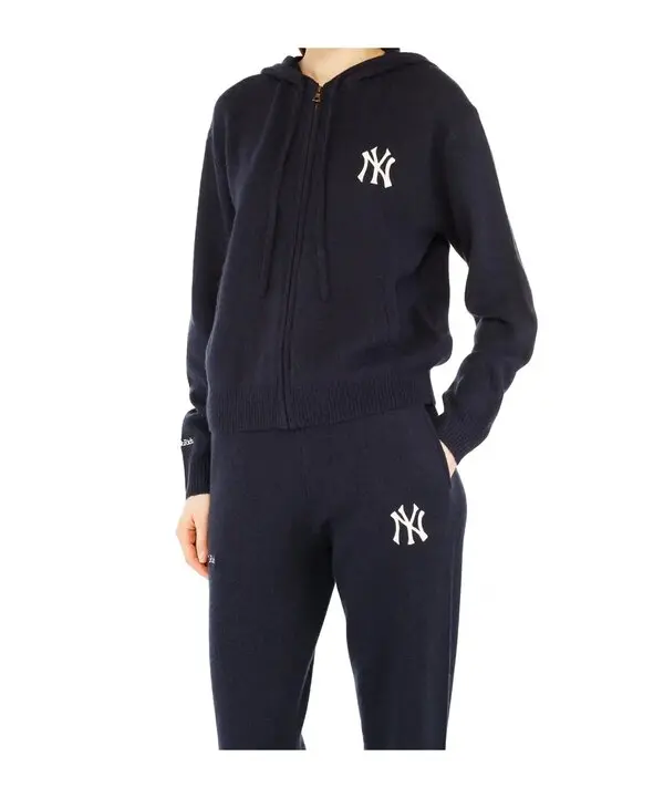 SPORTY  RICH Sporty & Rich Long Sleeve Zip-up Hoodie With Embroidered Logo
