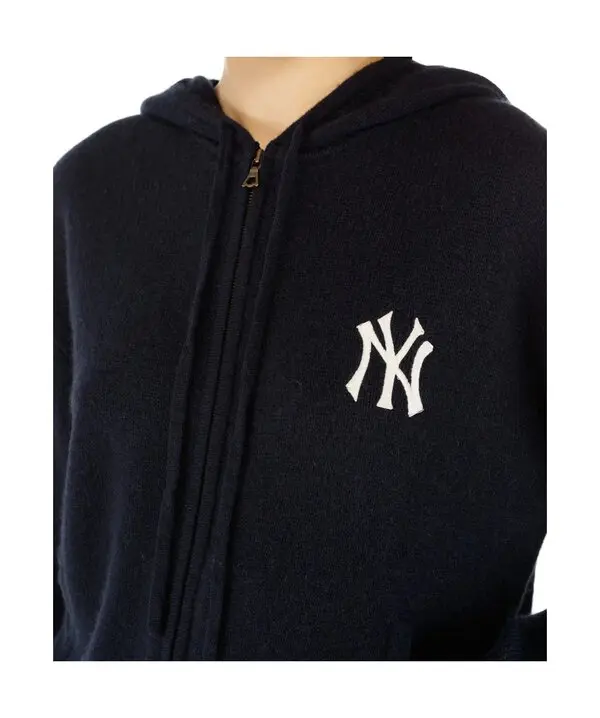 SPORTY  RICH Sporty & Rich Long Sleeve Zip-up Hoodie With Embroidered Logo