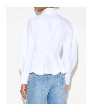 Elisabetta Franchi Long-sleeve Flounce Poplin Shirt - White