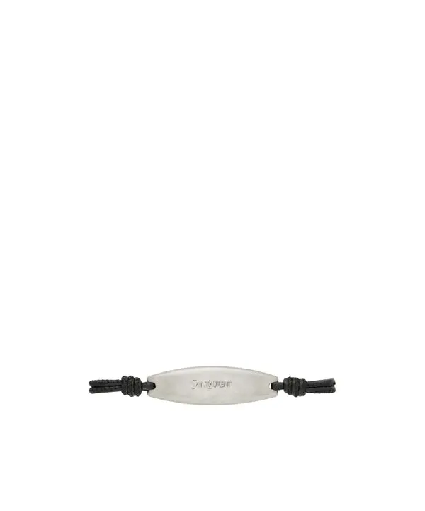 Saint Laurent Cord Bracelet In Leather And Metal - White