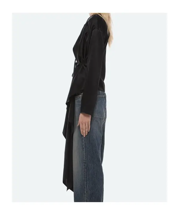 Helmut Lang Long-sleeve Draped Scarf Top