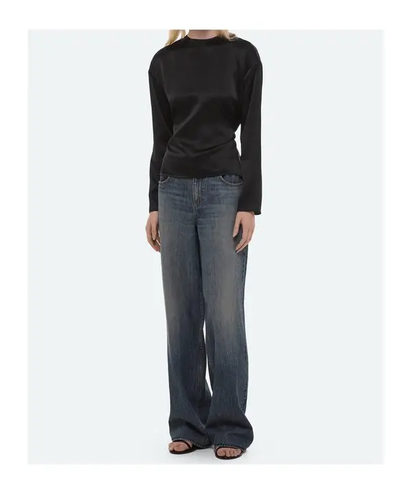 Helmut Lang Long-sleeve Draped Scarf Top