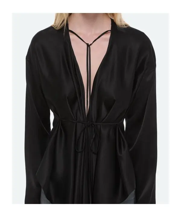 Helmut Lang Long-sleeve Draped Scarf Top