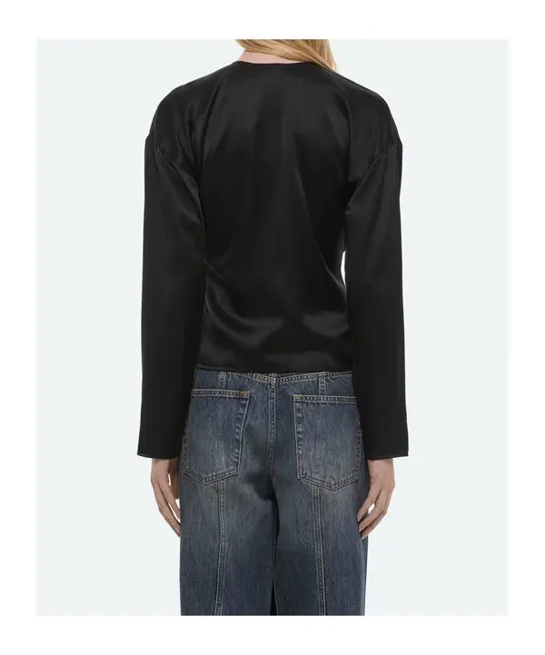 Helmut Lang Long-sleeve Draped Scarf Top