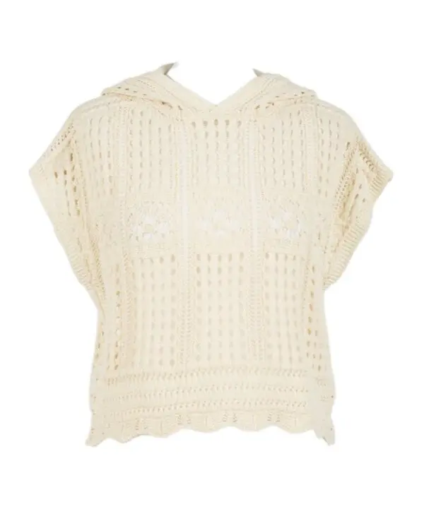 TWINSET Crochet-knit Hooded Sleeveless Top
