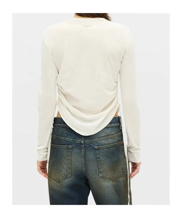 ANN DEMEULEMEESTER Graphic Print Ruched Long Sleeve Top
