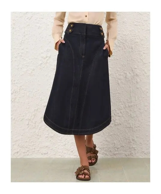 Zimmermann Denim Cargo Midi Skirt