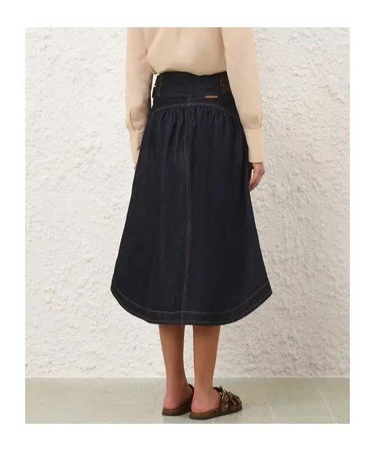 Zimmermann Denim Cargo Midi Skirt