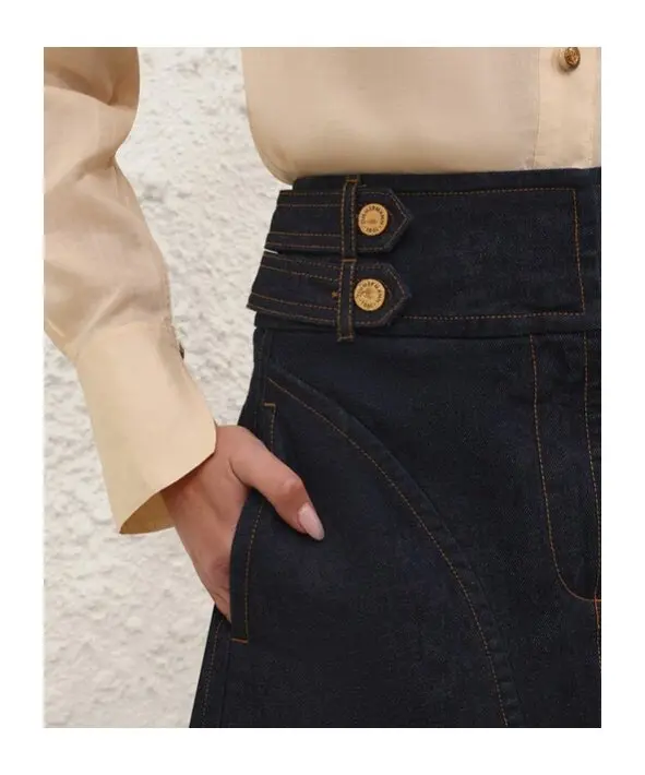 Zimmermann Denim Cargo Midi Skirt