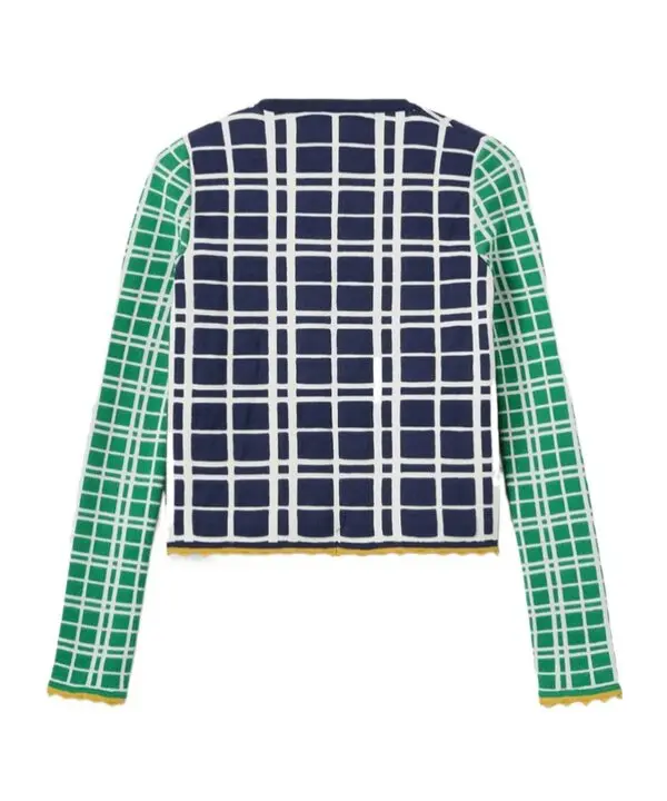 La DoubleJ Tie Front Checked Cardigan