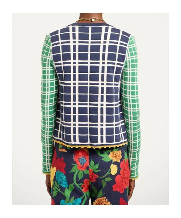 La DoubleJ Tie Front Checked Cardigan