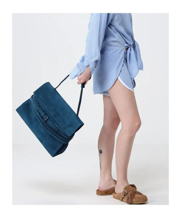 Moschino Buckle-detail Suede Tote Bag